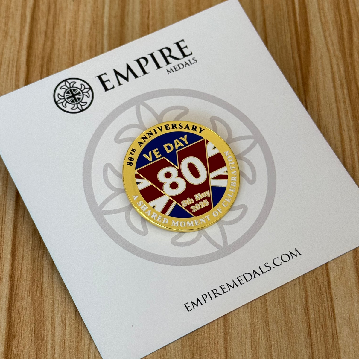 VE Day 80 Official Lapel Badge — Empire Medals