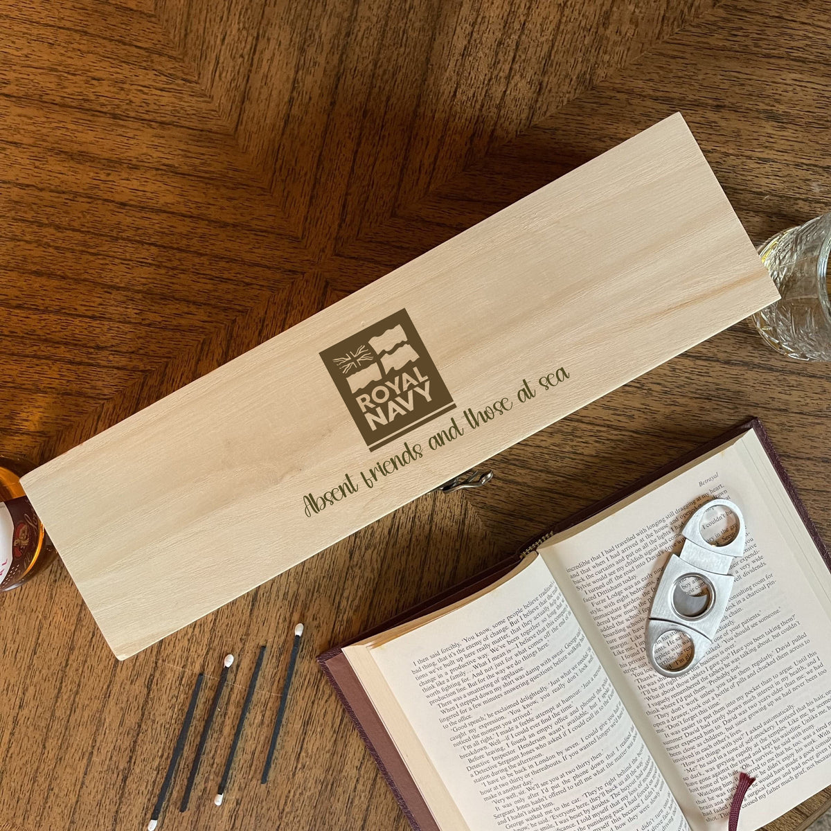Royal Navy Personalised Wooden Bottle Box — Empire Medals
