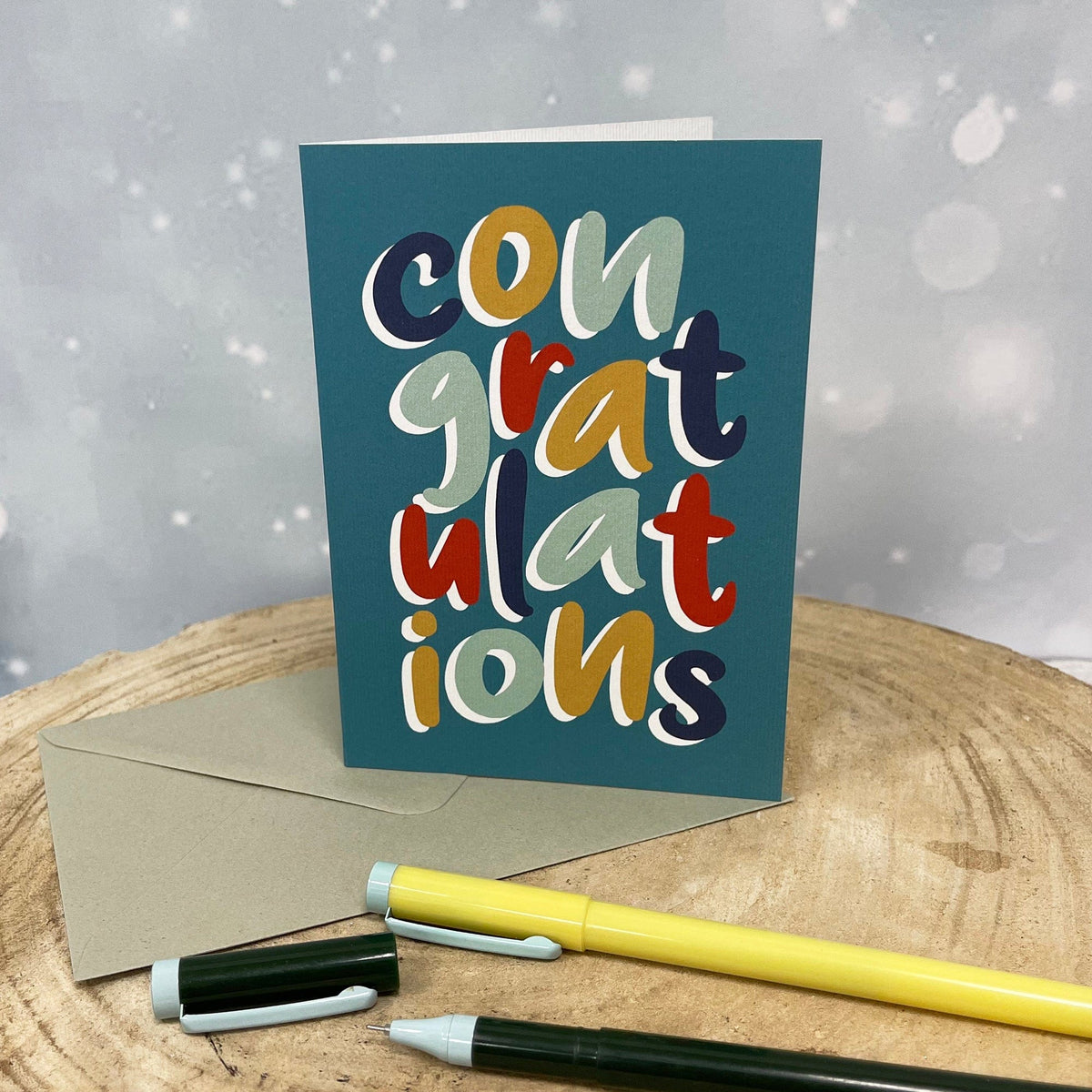 Congratulations Greetings Card Him Her Neutral Teal | Not Just a Print ...