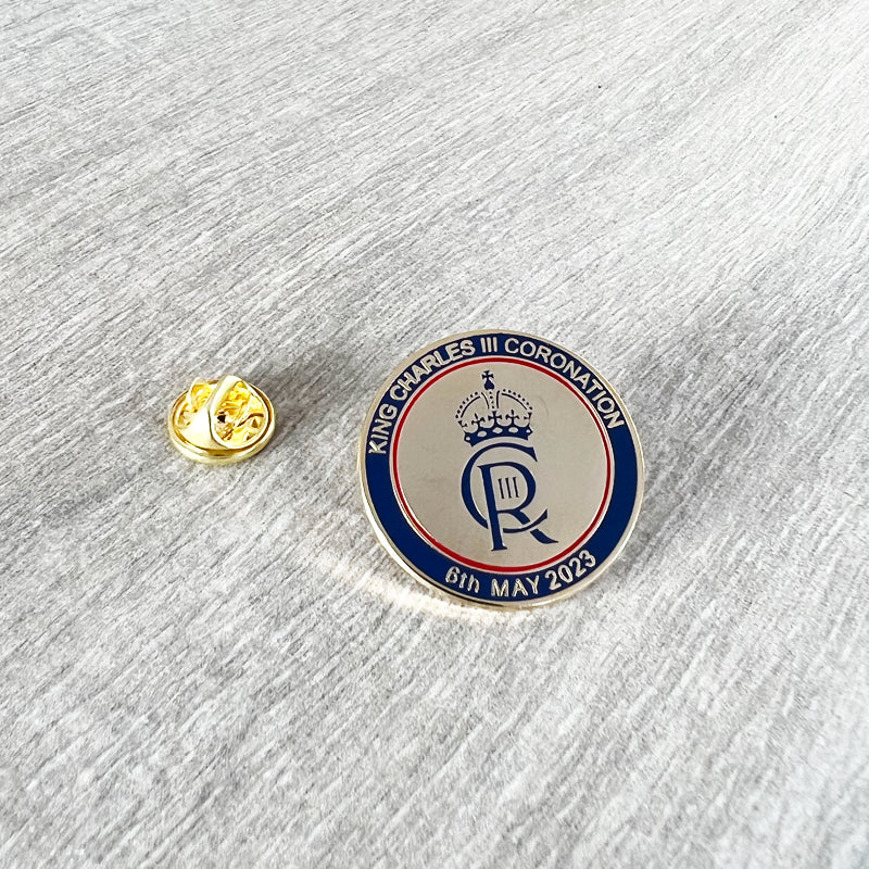 28mm King Charles III Enamelled Coronation Lapel Pin — Empire Medals